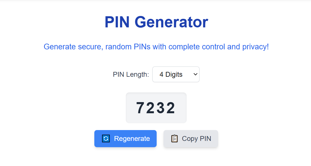 PIN Generator | Secure Random PIN Creation Tool